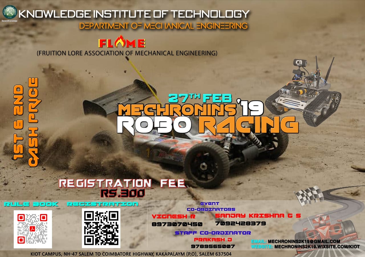 MECHRONINS 2K19, Knowledge Institute of Technology, Technical Symposium, Salem